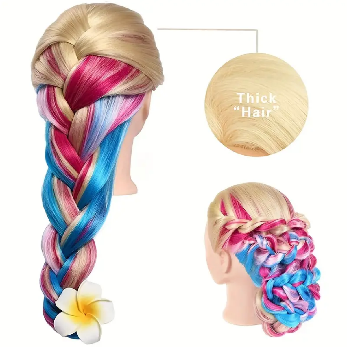 26'' Mannequin Head With Stand, Mannequin Head With Colored Synthetic ...