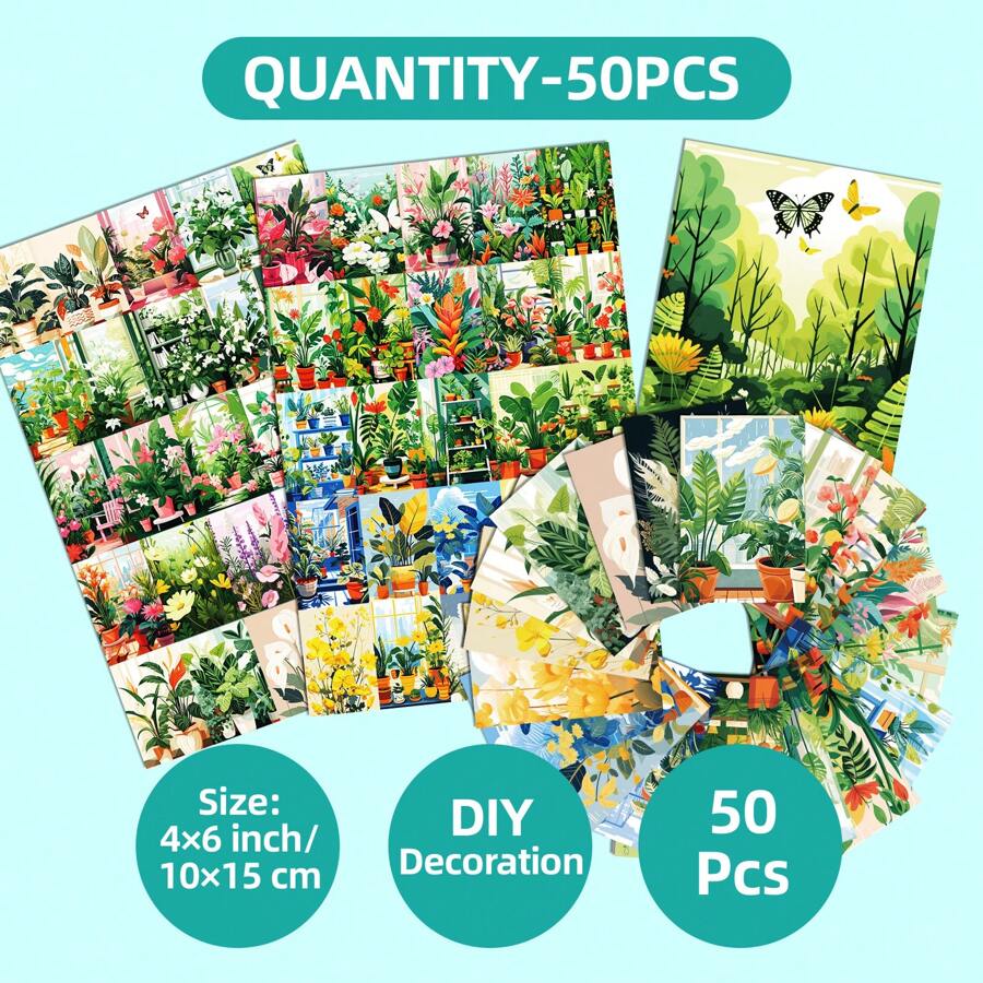 50pcs Plant Collage Kit For Wall Aesthetic, Green Picture Collage Wall ...
