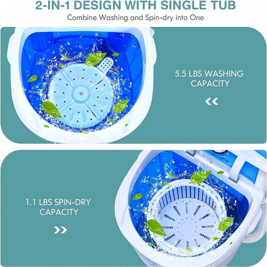 Costway 5.5lbs Mini Portable Compact Washing Machine Electric Laundry Spin Washer Dryer | SHEIN USA