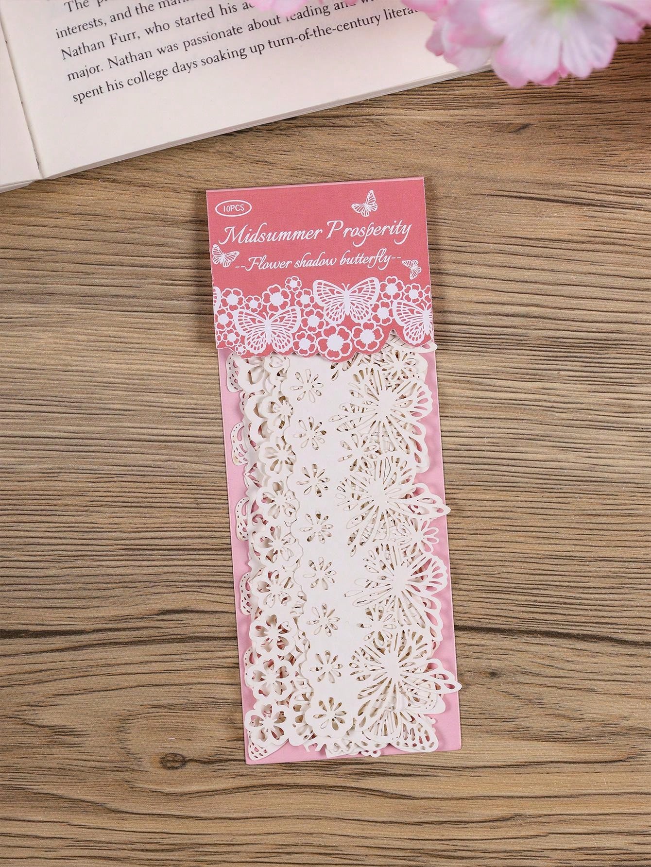 Set Of 10 Sheets White Fresh Lace Border Patterned Kraft Paper, Flower ...