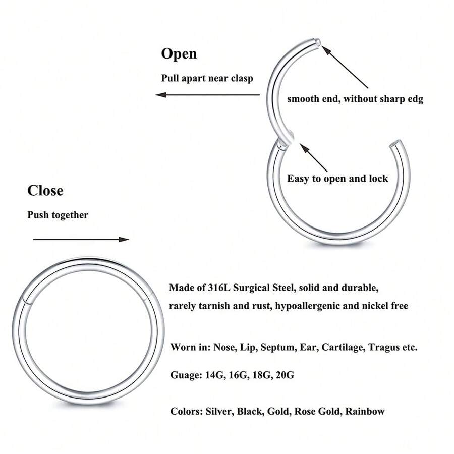 10 Set Multi Ring Stack For Stretched Ears Stainless Steel | SHEIN USA
