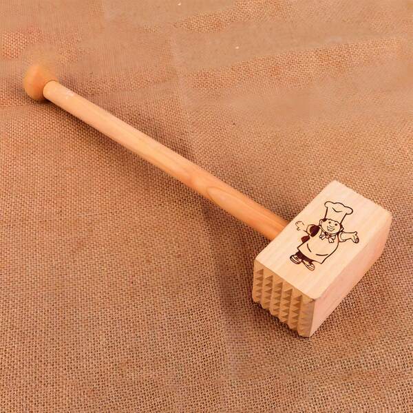 Meat Hammer Tenderizer Mallet Steak Beef Pounder Wooden Kitchen Chicken
