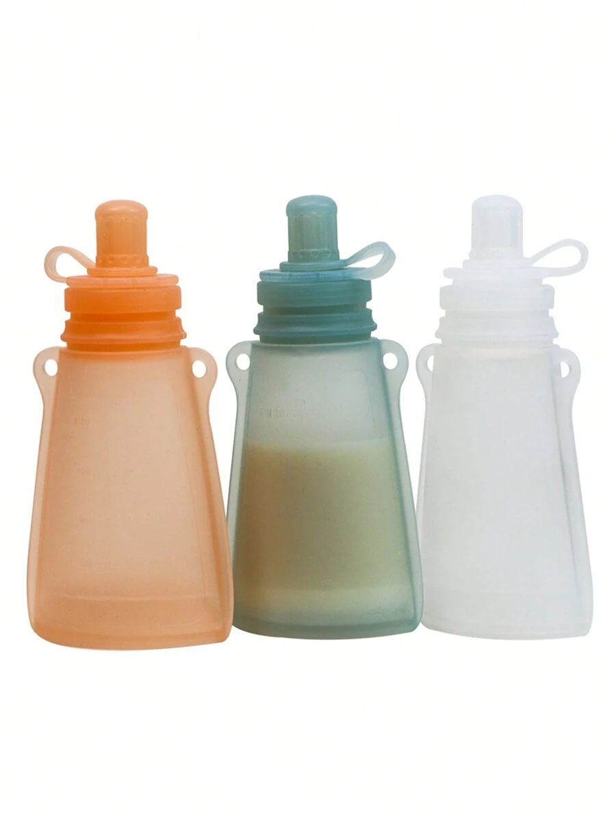 3pcs Reusable Squeeze Pouches Silicone Refillable Baby Food Storage ...