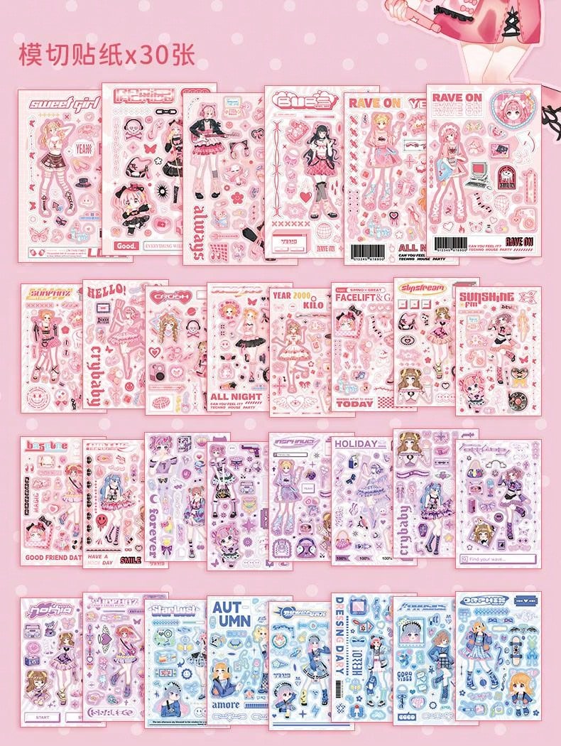 A Notebook Of XINMO Cute & Cool Party-Themed Sticker Sheet, Featuring ...