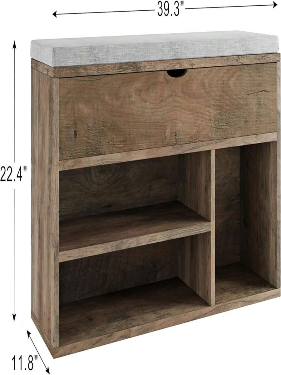 Shoe Storage Bench, Shoe Rack Benches with Cushioned Seat, 2 Tiers of ...