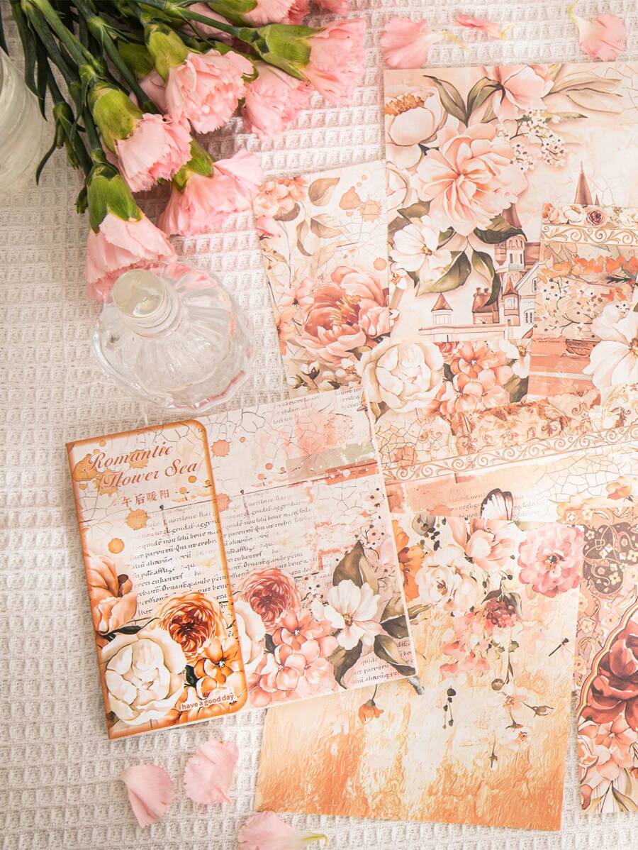 50pcs Floral Theme Crafting Paper | SHEIN USA