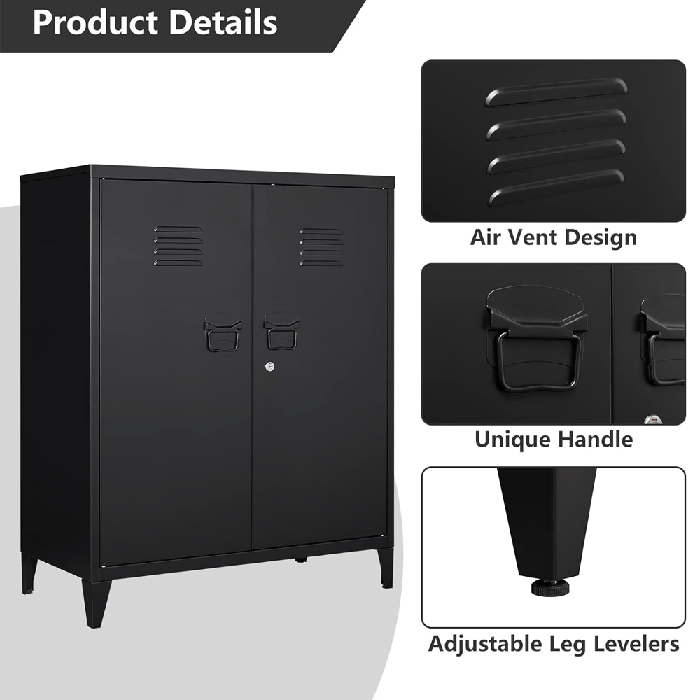 Metal Storage Cabinet, Home Office Cabinet With Doors And Adjustable ...
