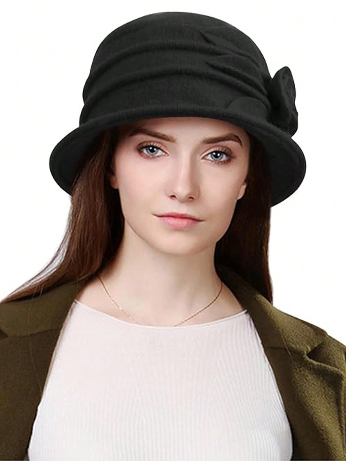 1PC Vintage Beret Hat French Floral Wool Dress Cloche Classic Winter ...