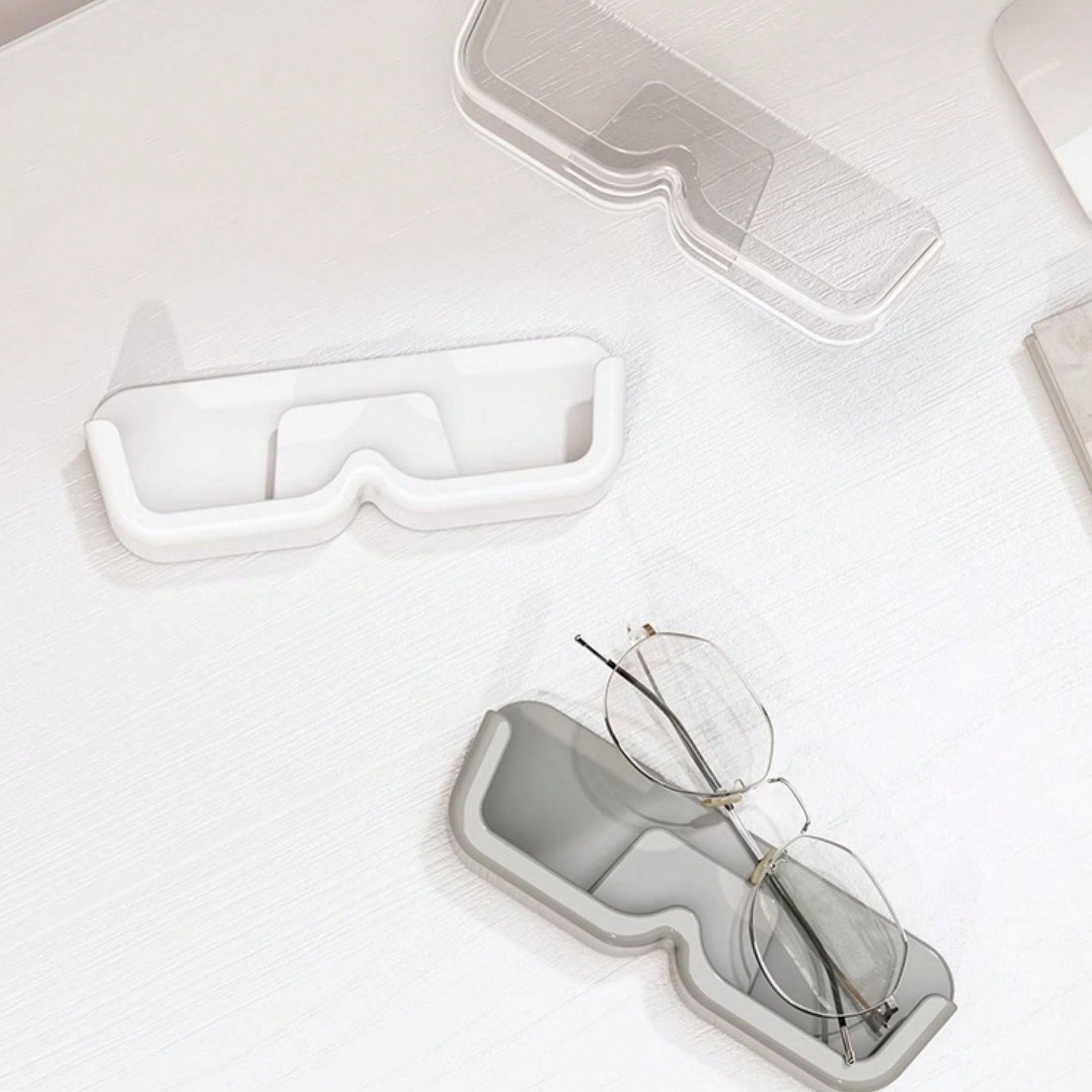 1pc Plastic Wall-Mounted Glasses Storage Box, No Drilling Required ...