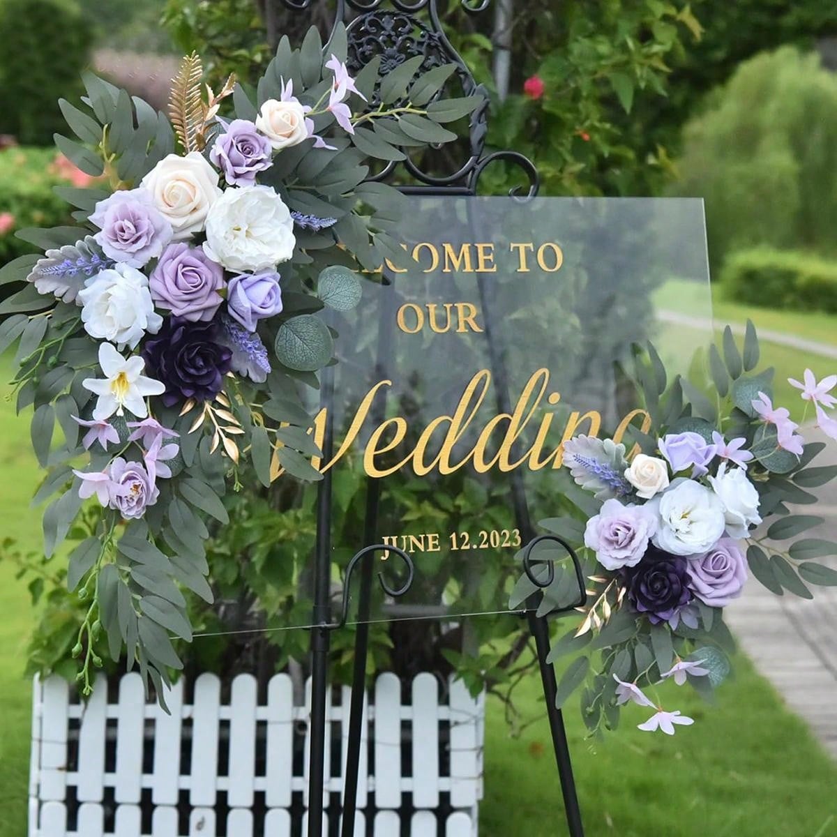 JIArtificial Wdding Arch Flower Set (2 Pack) For Wedding Ceremony ...