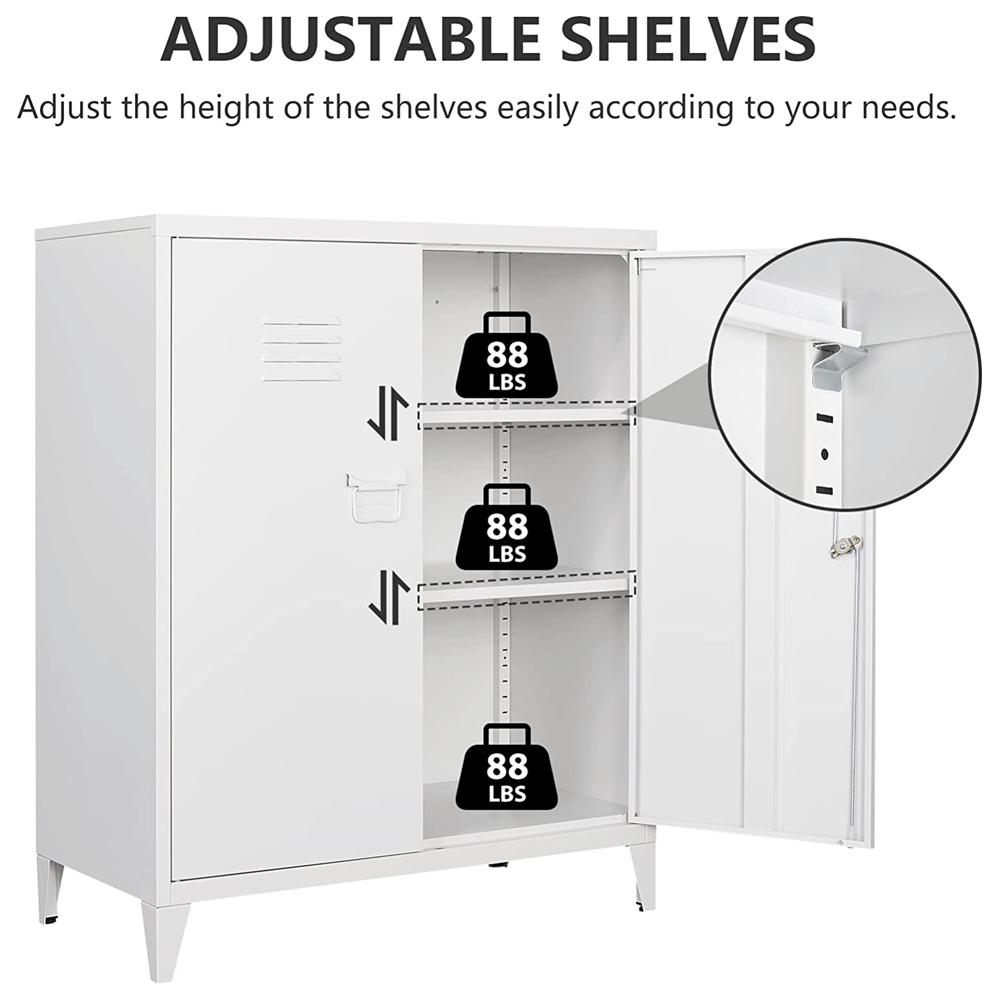 Metal Storage Cabinet, Home Office Cabinet With Doors And Adjustable ...