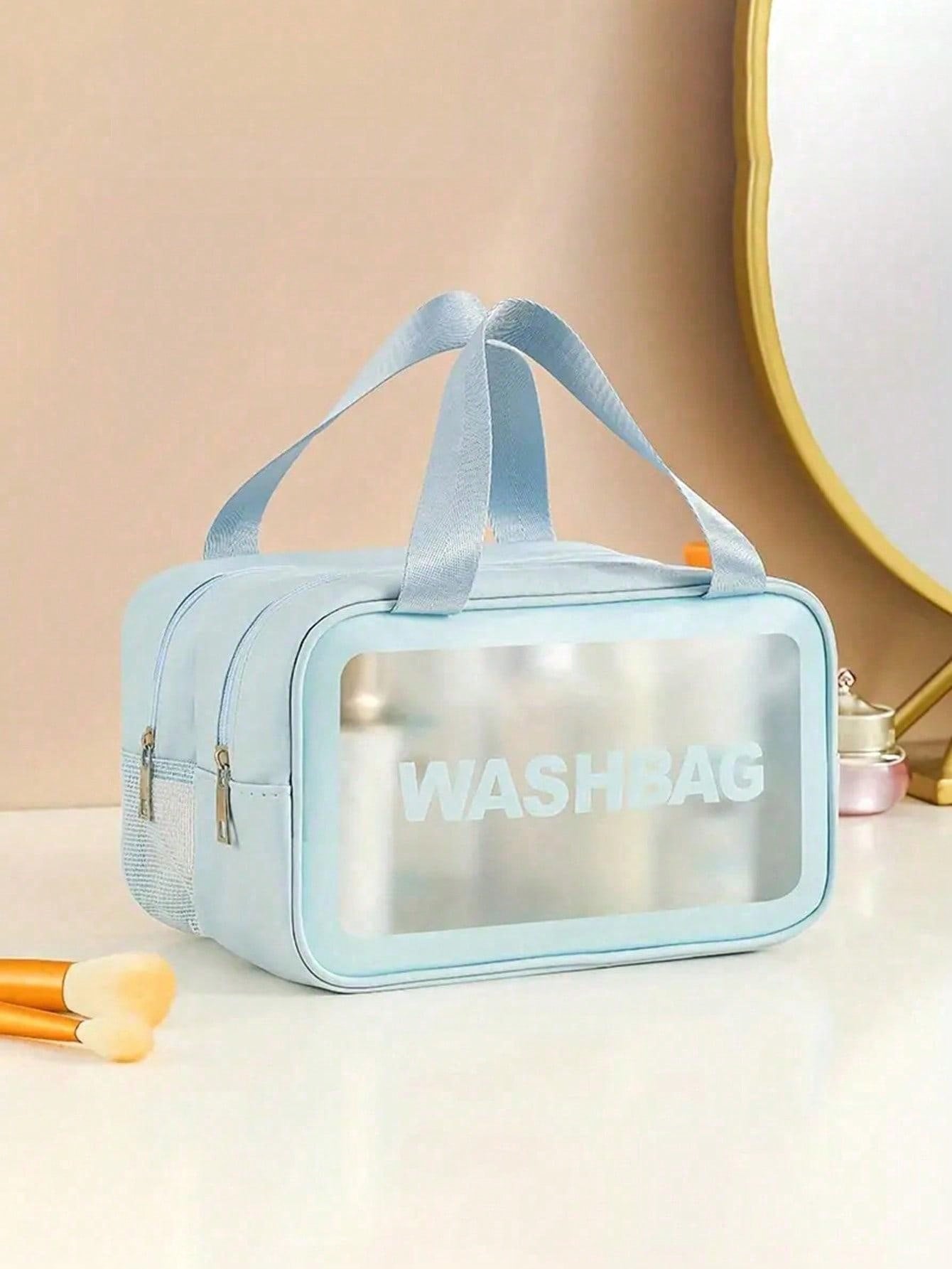 2 Size Double Layer Dry & Wet Separation PU Women Travel Storage Bag Makeup Bag Organizer Bags ...