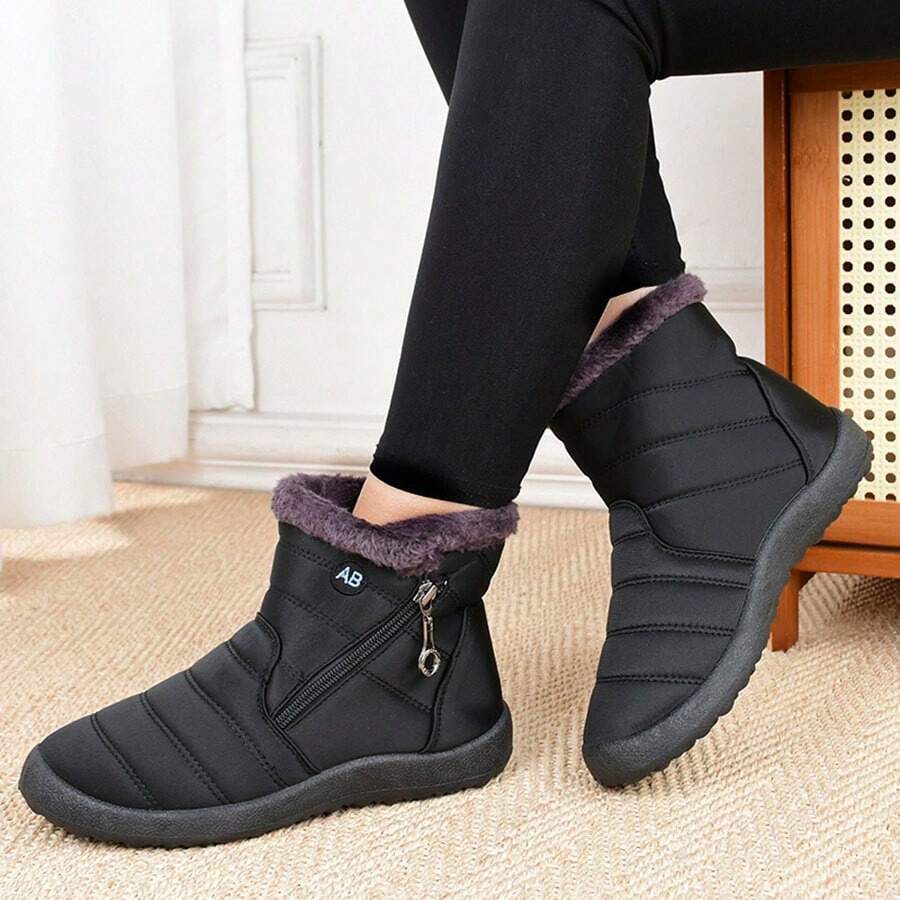 Botinhas Curtas Femininas Forradas De Pelúcia Quentes De Inverno E ...