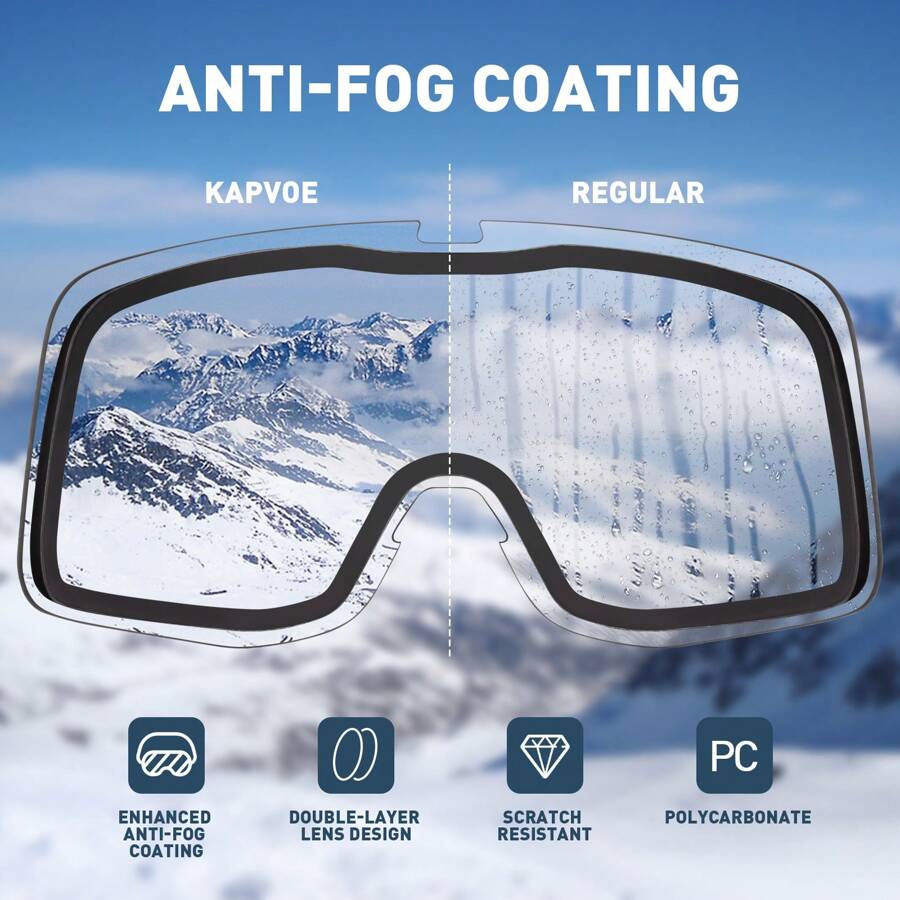 Kapvoe Latest Single Board Ski Goggles, Motorcycle Windshield, Double ...