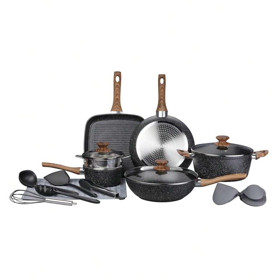 YiYan1 Nonstick Healthy Cookware Sets - 16 Pieces Pots and Pans with ...
