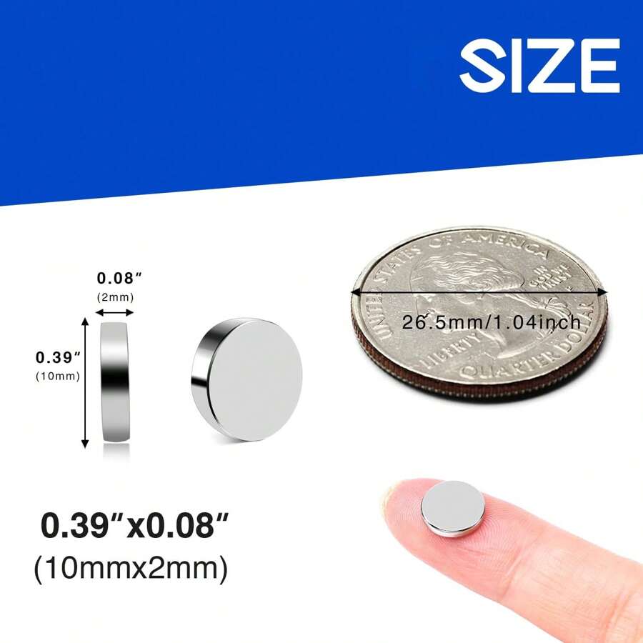 50 Pieces, 10x2mm Small Disk Small Magnet, Multi-Purpose Neodymium ...