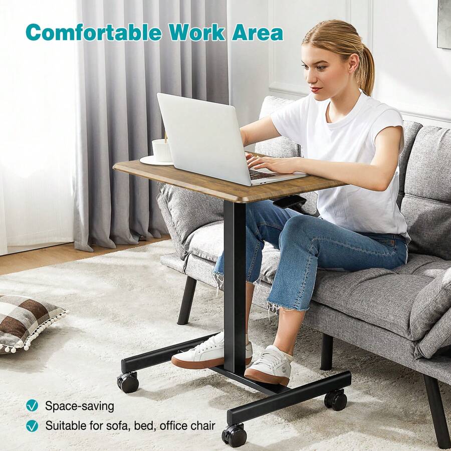 Sweetcrispy Sweetcrispy Small Mobile Rolling Standing Desk - Overbed ...