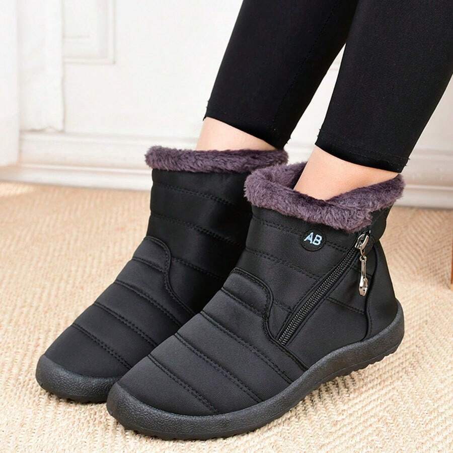 Botinhas Curtas Femininas Forradas De Pelúcia Quentes De Inverno E ...