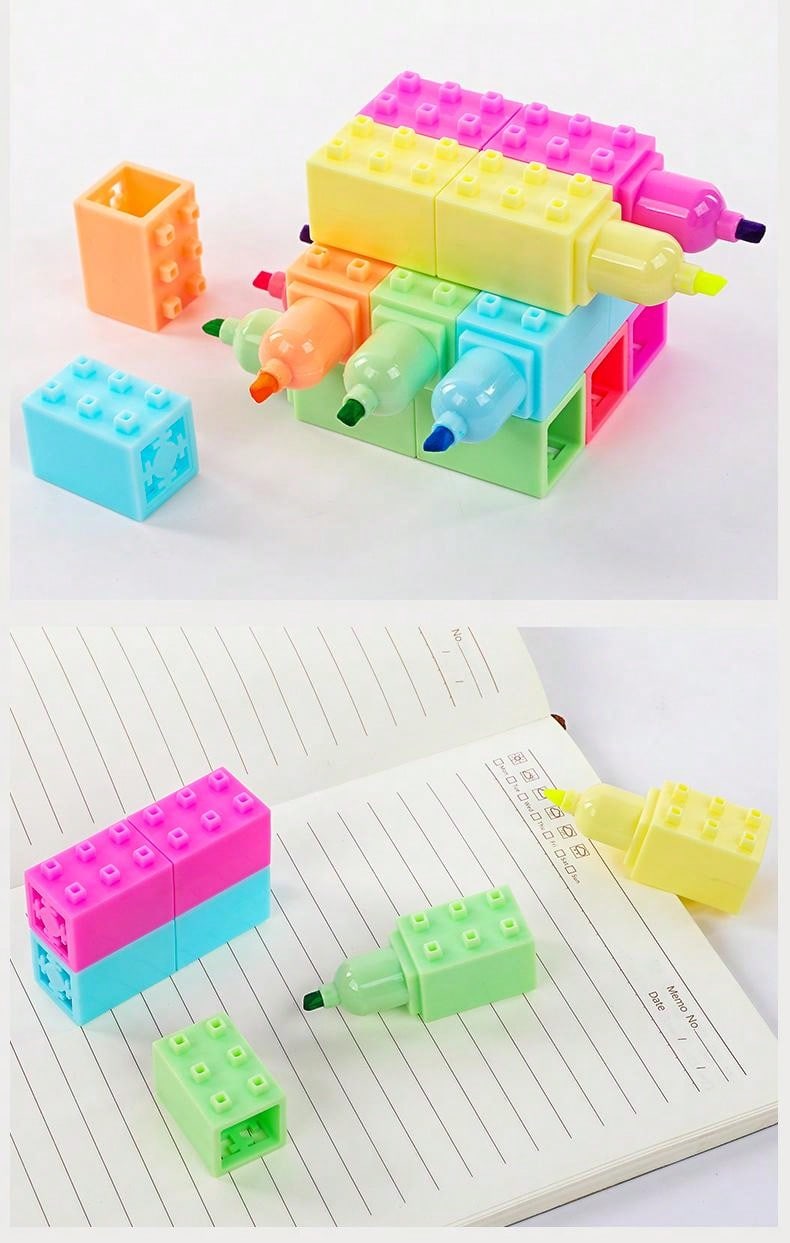 Building Blocks Highlighter Marker With Interlocking Design, Ideal For ...