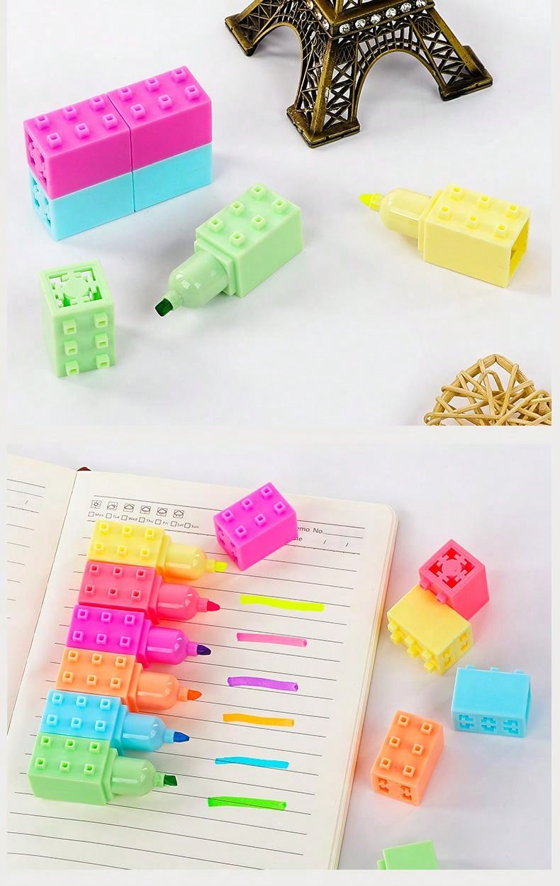 Building Blocks Highlighter Marker With Interlocking Design, Ideal For ...