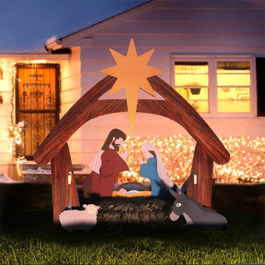 Large Outdoor Nativity Scene, Holy Family Nativity Set Yard Sign ...
