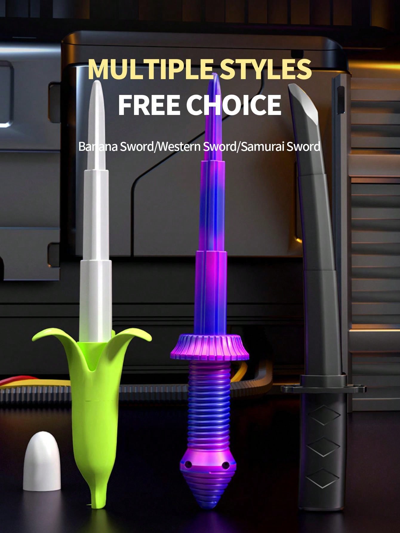 Cute Mini Banana Shaped Extending Sword Toy Samurai Sword Western Sword ...