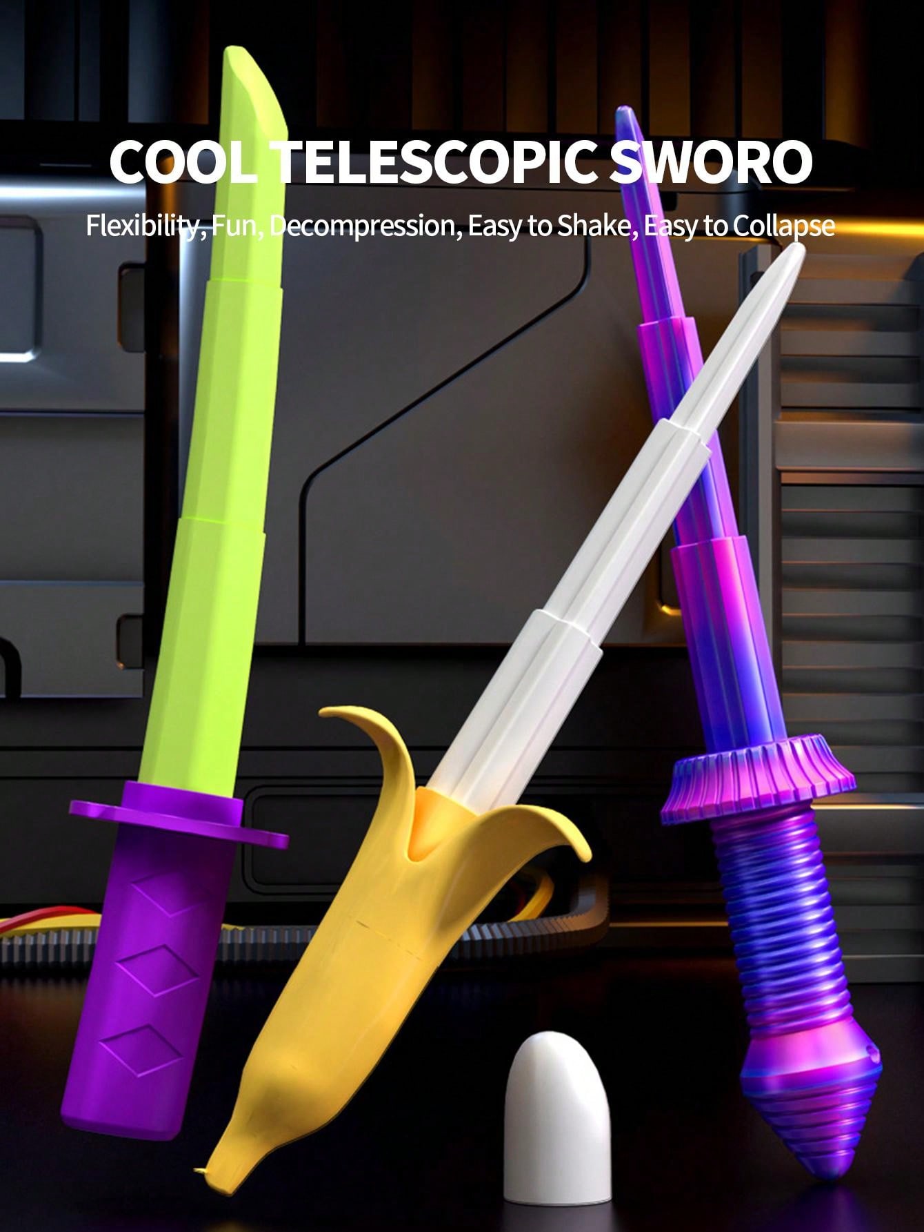 Cute Mini Banana Shaped Extending Sword Toy Samurai Sword Western Sword ...