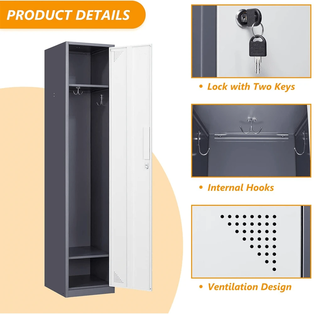 Metal Locker Single Door, Employee Lockers With Keys And Hanger, 1 Door ...