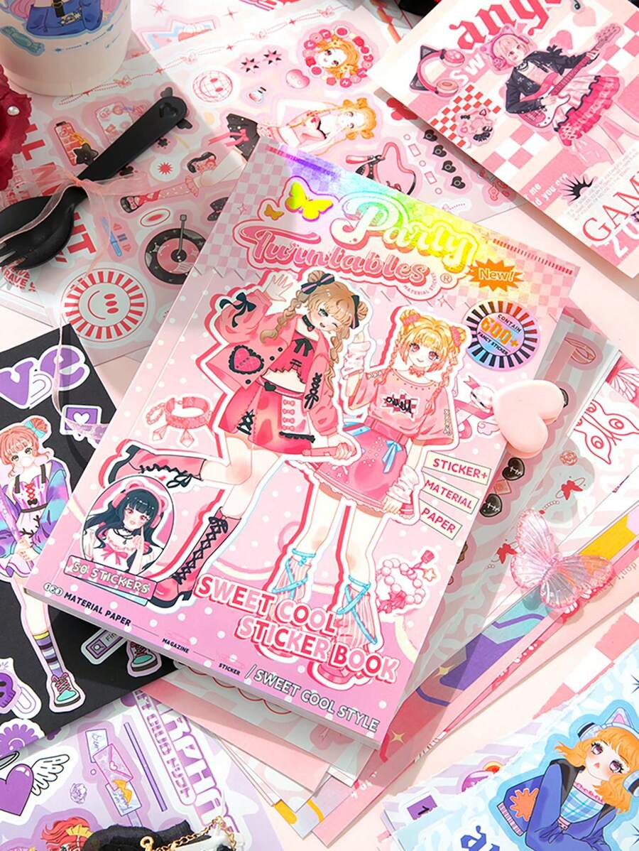 A Notebook Of XINMO Cute & Cool Party-Themed Sticker Sheet, Featuring ...