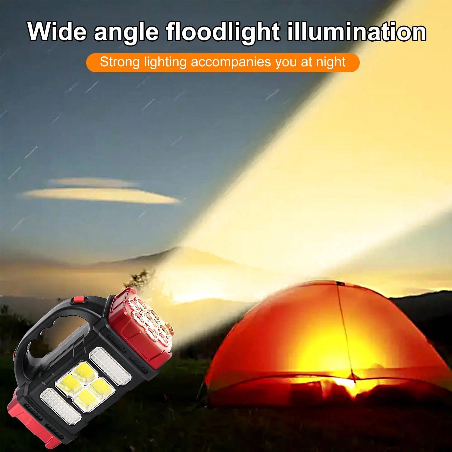 1pc Multifunctional Red Outdoor Emergency Light Flashlight, With Strong ...