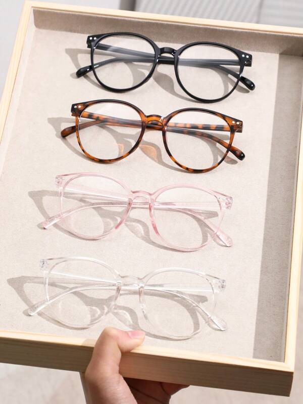 4 Stücke Geometrisches Rahmen Farbige Plastik Boho Mode Leopard Druck Rosa Schwarz Klare Brillen ...