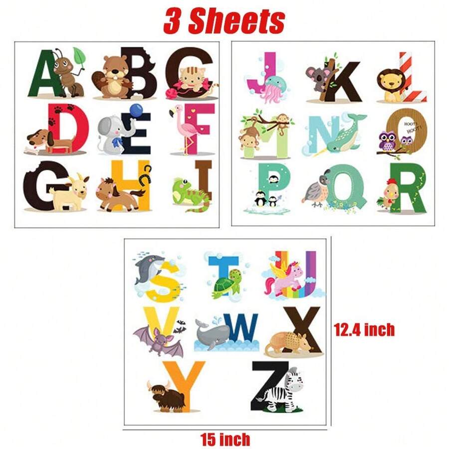 26 English letters stickers English words cartoon animal wall stickers ...