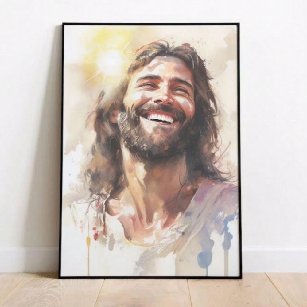 1pc Laughing Christ, Portrait Of Jesus Laughing, Jesus Christ Wall Art ...