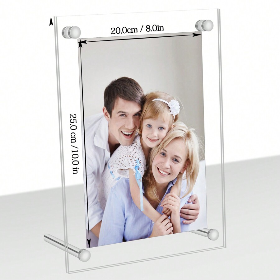 8x10 Inches Photo Frame, Clear Acrylic Double Sided Picture Frame, Wall ...