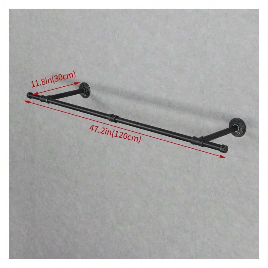 Homehours Industrial Pipe Clothes Rack, 47.2'L Wall Mounted Garment ...