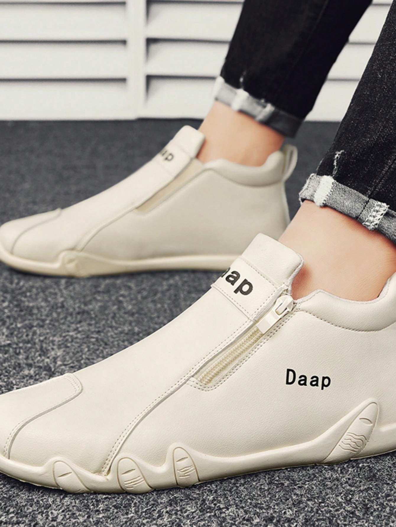 Men's Casual Sport Shoes, Leather Upper And Ankle Boots, Flat Soft Sole ...