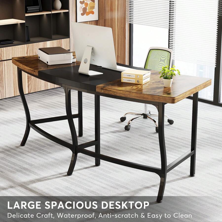 Tribesigns 71 Inches Desk With Arc-Shaped Tabletop, Large Curved Office ...