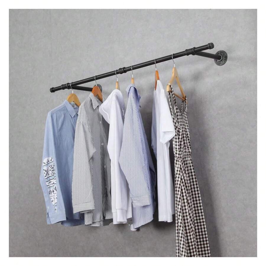 Homehours Industrial Pipe Clothes Rack, 47.2'L Wall Mounted Garment ...