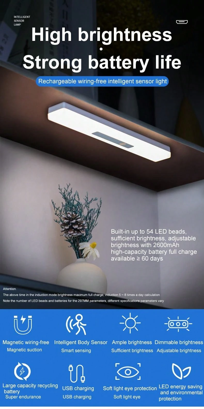 1pc Intelligent Motion Sensor Light, Portable Handheld Night Light ...