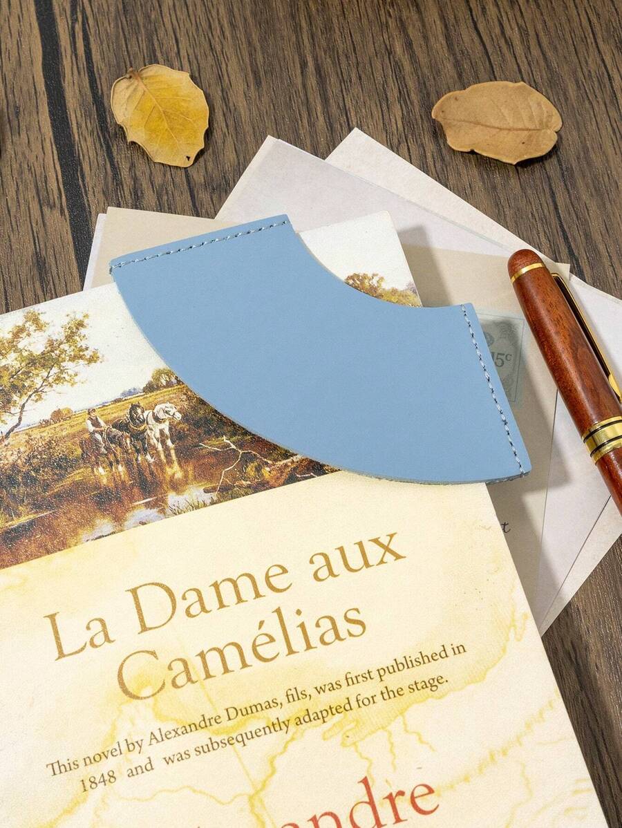 Pu Leather Fan-shaped Bookmark In Blue Color, Diy Pu Leather Bookmark ...