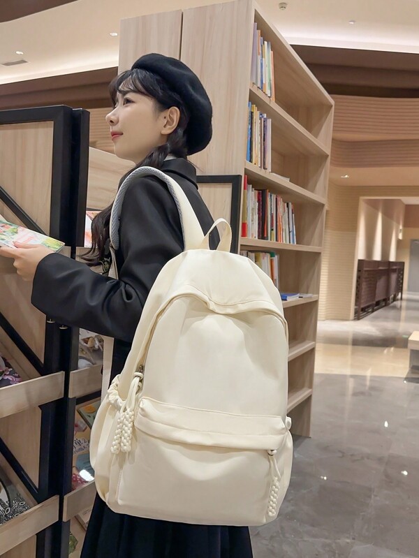 Casual Solid Color Backpack For Junior And Senior High School Students ...