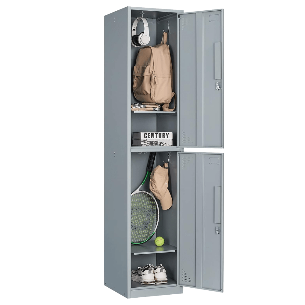 Metal Locker 2 Tier, Employee Lockers With Keys, Lockable 2 Door ...