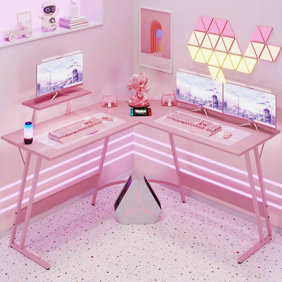 Furmax L-Shaped Gaming Desk 58 Inches Corner PC Computer Desk Office ...