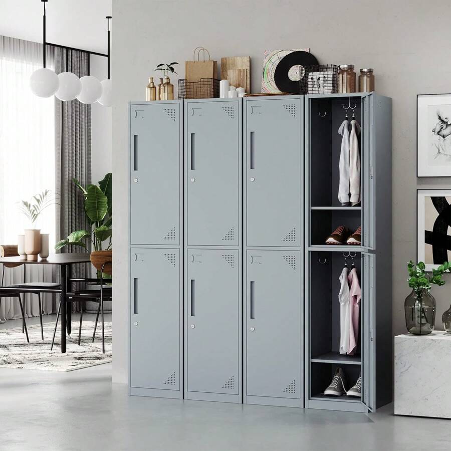 Metal Locker 2 Tier, Employee Lockers With Keys, Lockable 2 Door ...