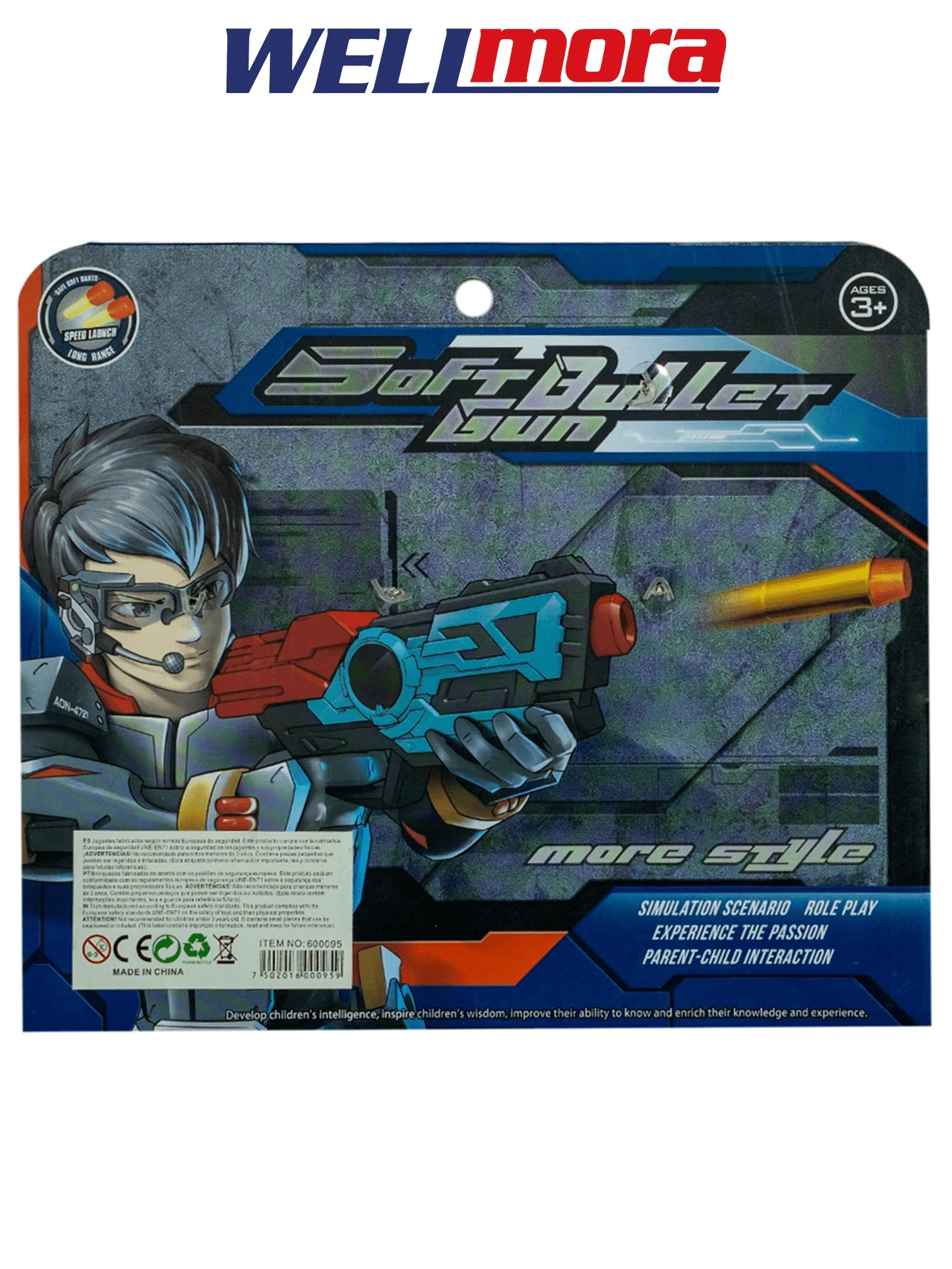 SOFT BULLET LONG RANGE PROJECTILE SHOOTING TOY GUN WITH 6 SAFE DARTS ...