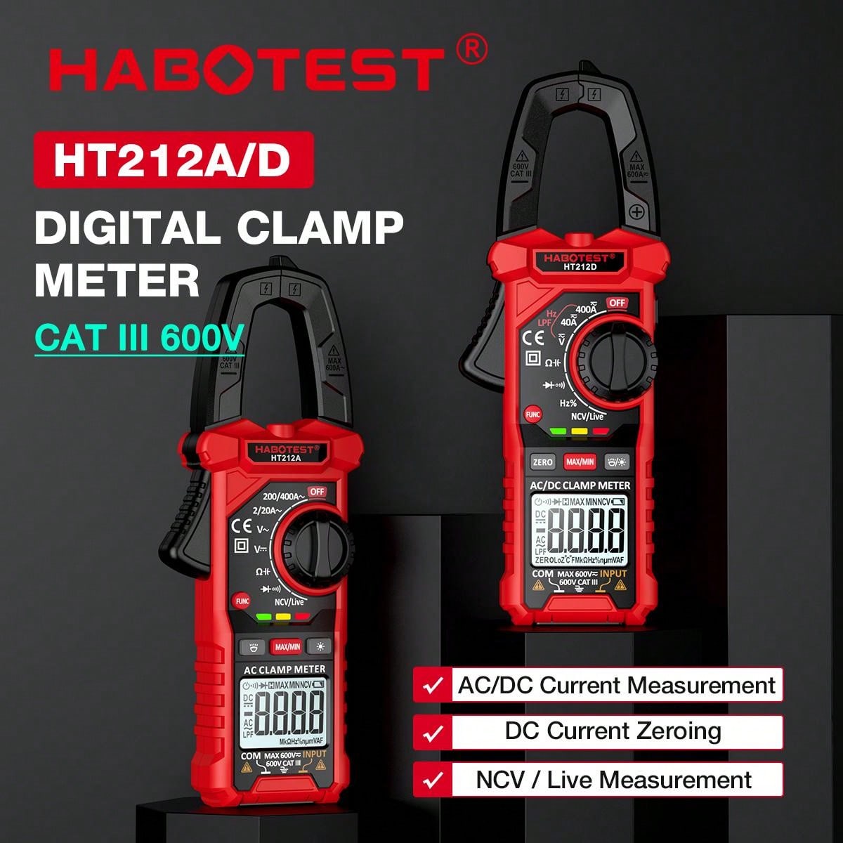 HABOTEST HT212 Clamp Multimeter Digital Voltage Meter High Precision ...