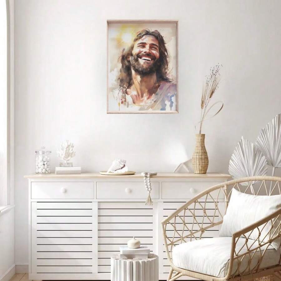 1pc Laughing Christ, Portrait Of Jesus Laughing, Jesus Christ Wall Art ...