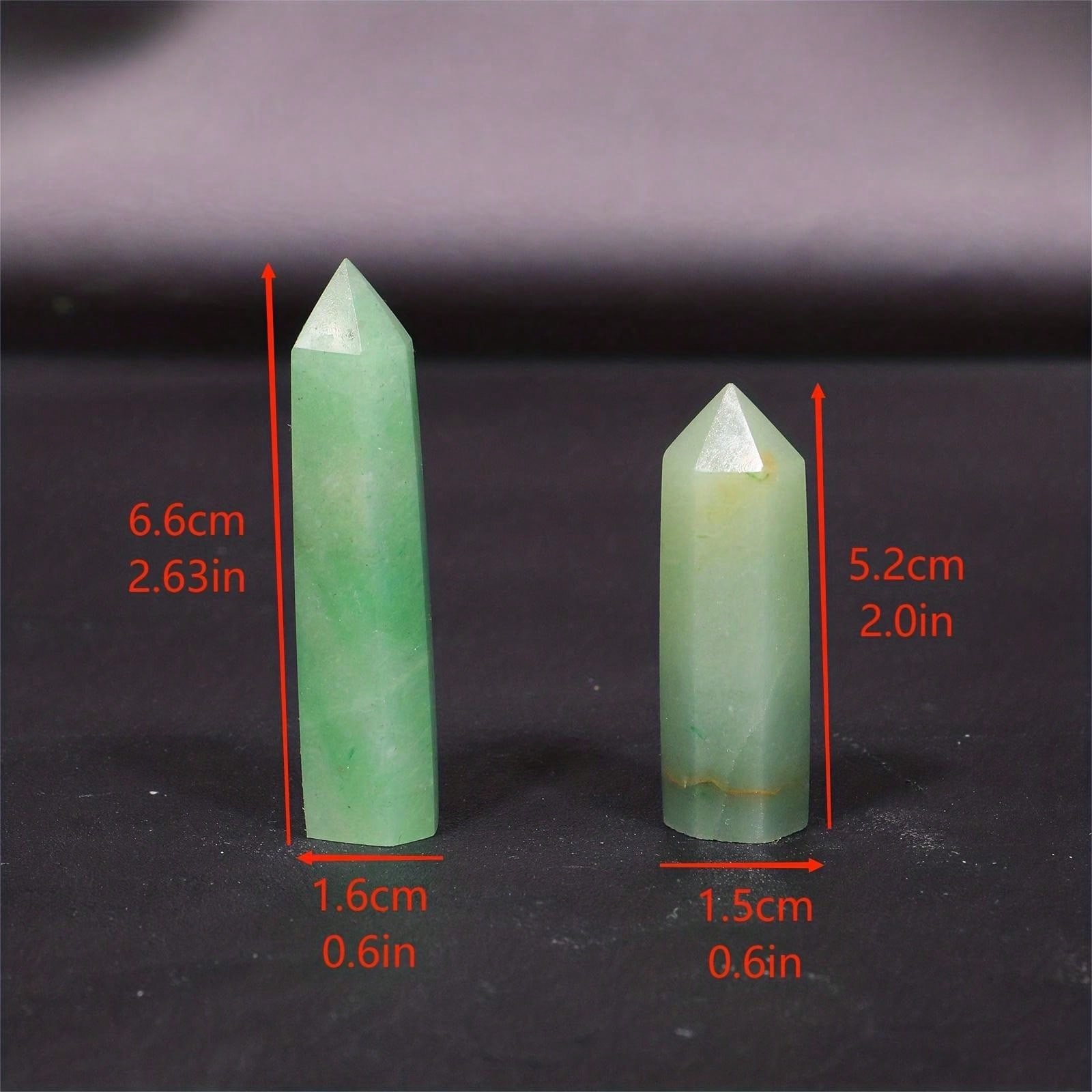 1pc Green Crystal Jade Pillar, Reiki Healing Six Sided Column For ...