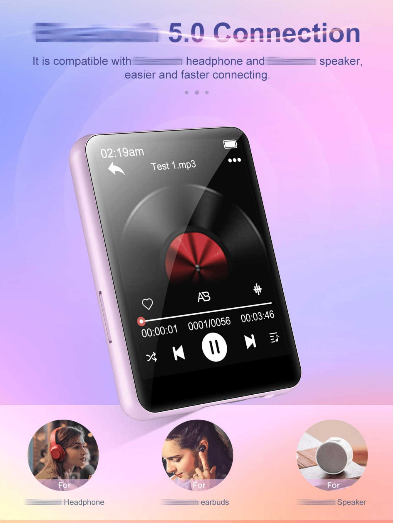 64GB Portable Hi-Fi Sound MP3 Player With 2.4" Full Touch Screen, Built ...