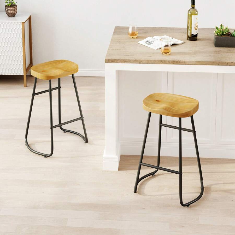 Stylish And Minimalist Bar Stools, Two-Piece Counter Height Bar Stools ...